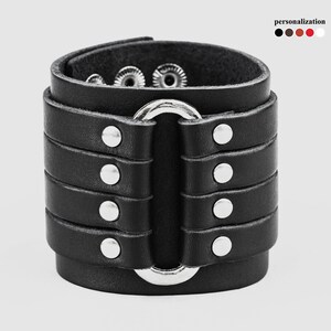 Wide Leather Wrist Cuff Bracelet, Black Wide Leather Cuff Wristband for Men or Women, 3460 - Etsy
