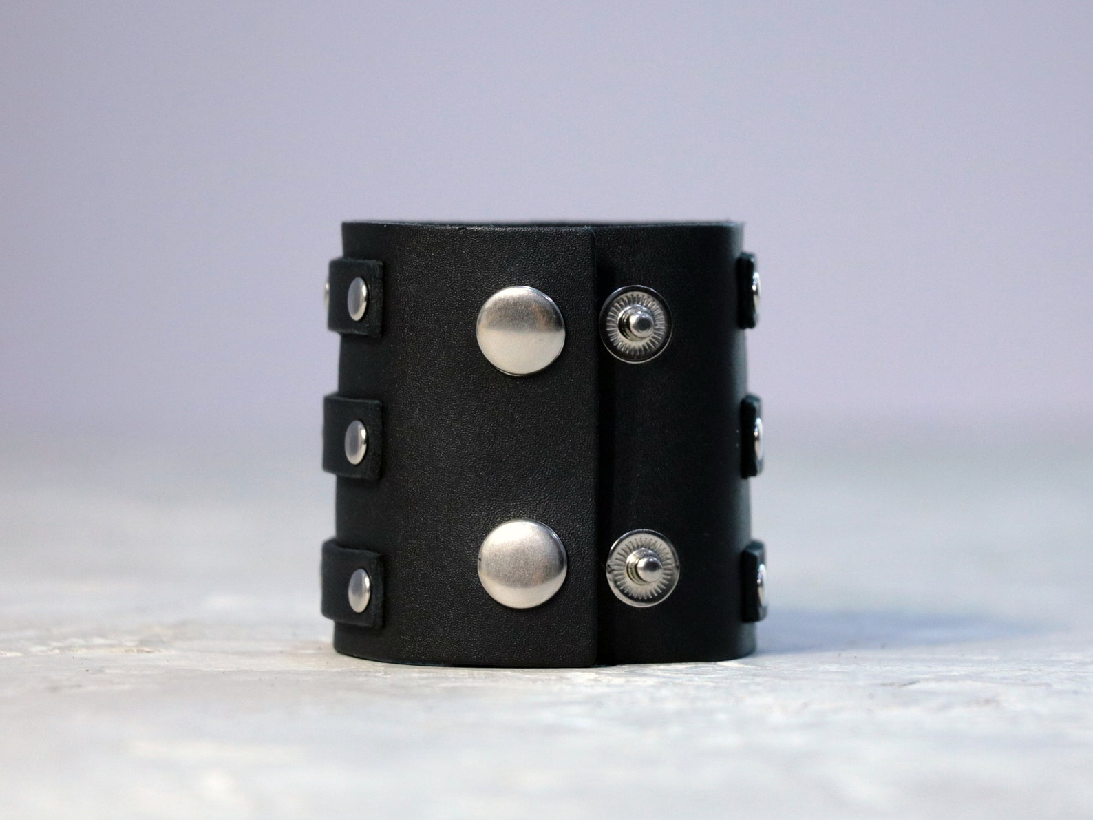 Wide leather wristbands Leather wrist cuff Buckled leather | Etsy