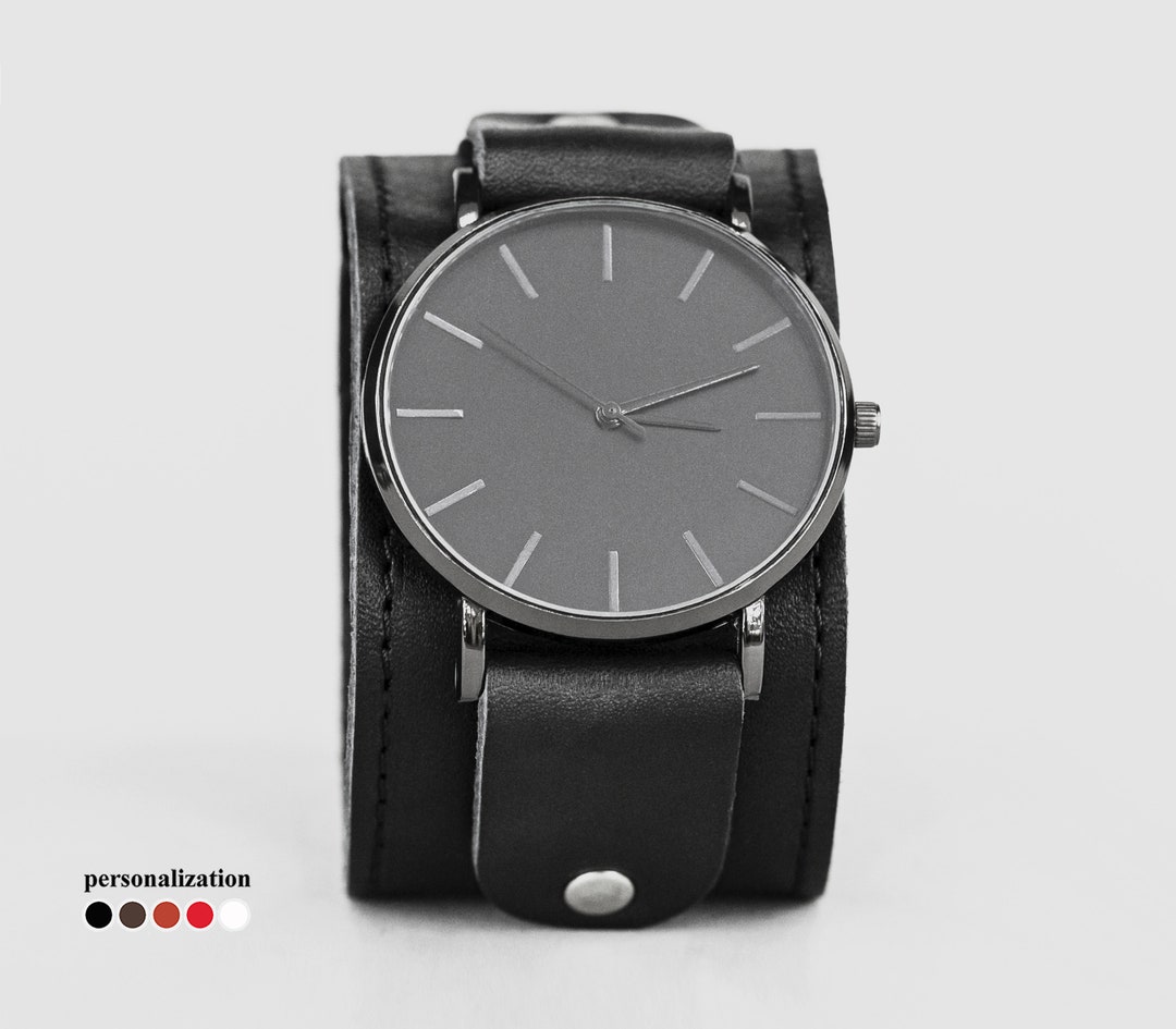 Wide Leather Watch Strap - Wide Leather Watch Band Leather Cuff Watch ...