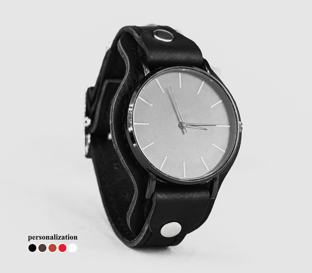 Wide Leather Watch Cuff Band for Men or Women - Lug 16mm 18mm 20mm 22mm ...