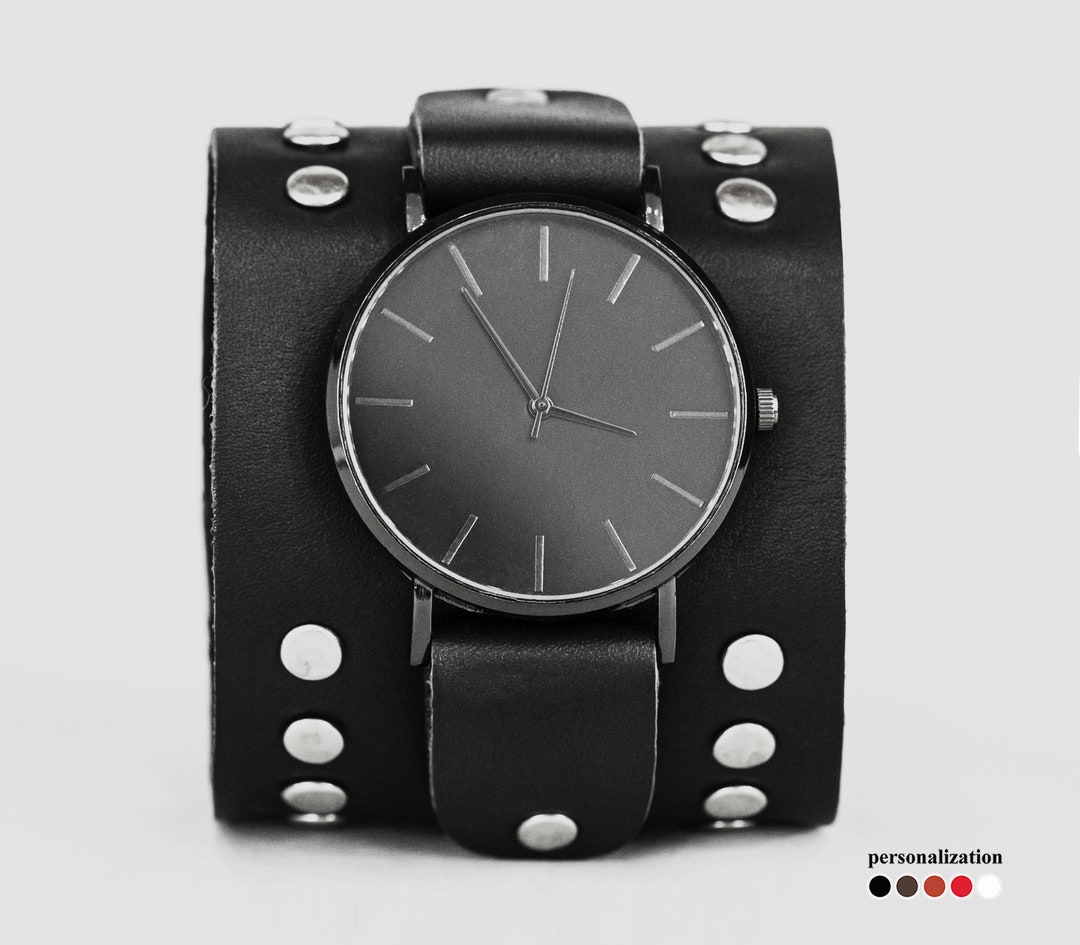 Wide Leather Watch Strap - Wide Leather Watch Band Leather Cuff Watch ...