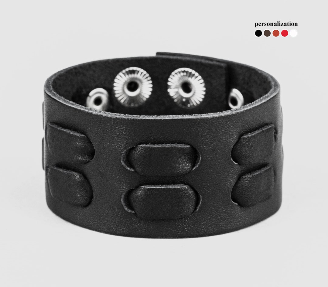 Wide Leather Bracelet for Men or Women, Leather Armlet, Slim Leather ...