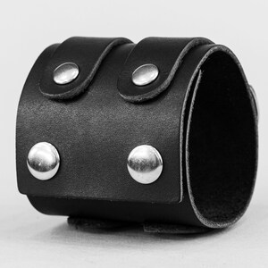 Wide Leather Wrist Cuff Bracelet, Black Wide Leather Cuff Wristband for Men or Women, 3198 - Etsy