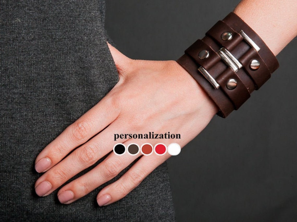 Leather Wristbands Leather Wrist Cuff Leather Cuff Bracelet | Etsy