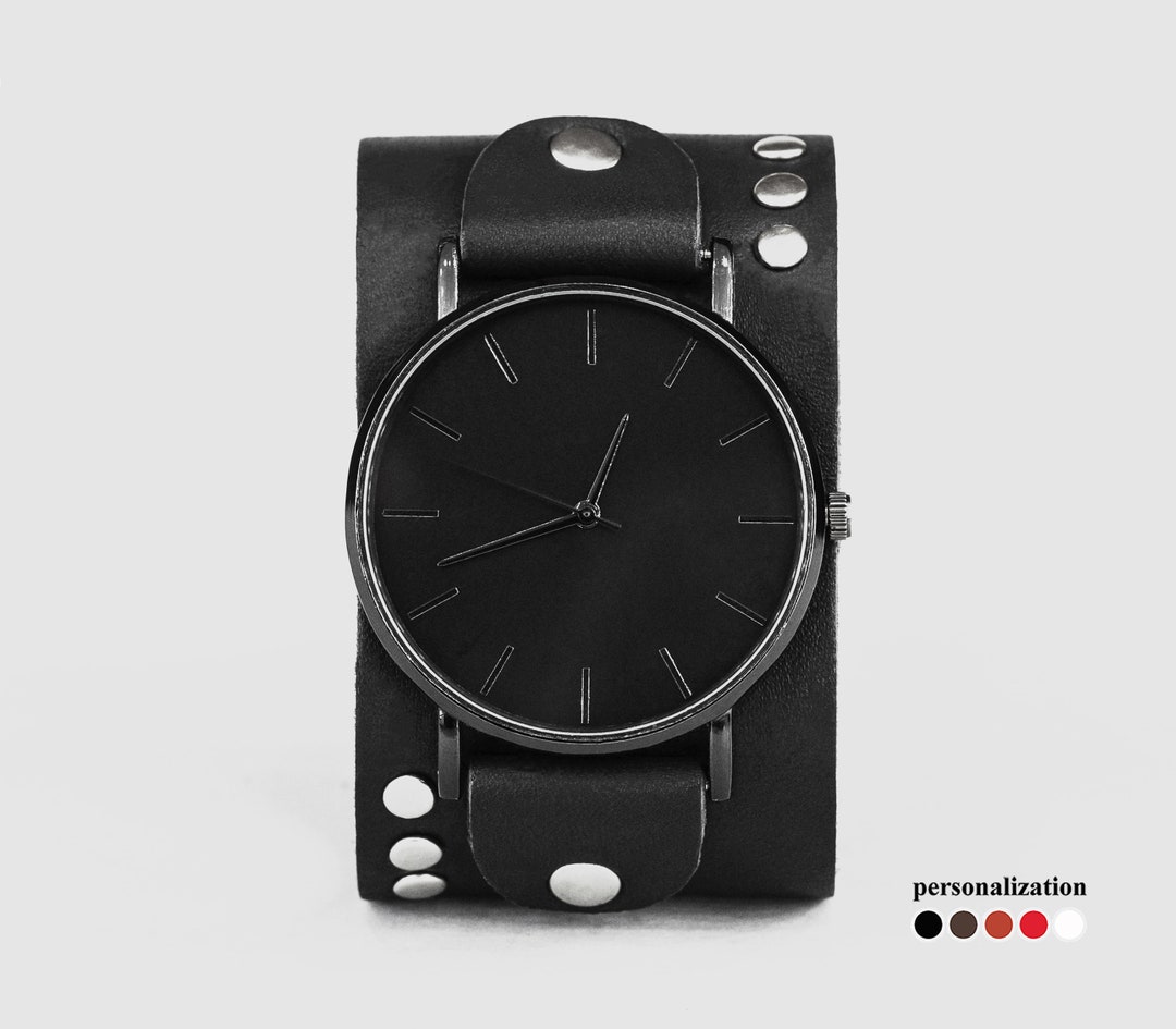 Wide Leather Watch Strap Wide Leather Watch Band Leather Cuff Watch Lug ...