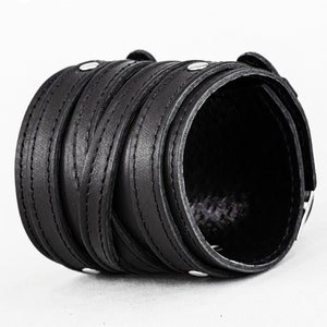 Wide Stitched Leather Wristbands - Leather Wrist Cuff - Leather ...
