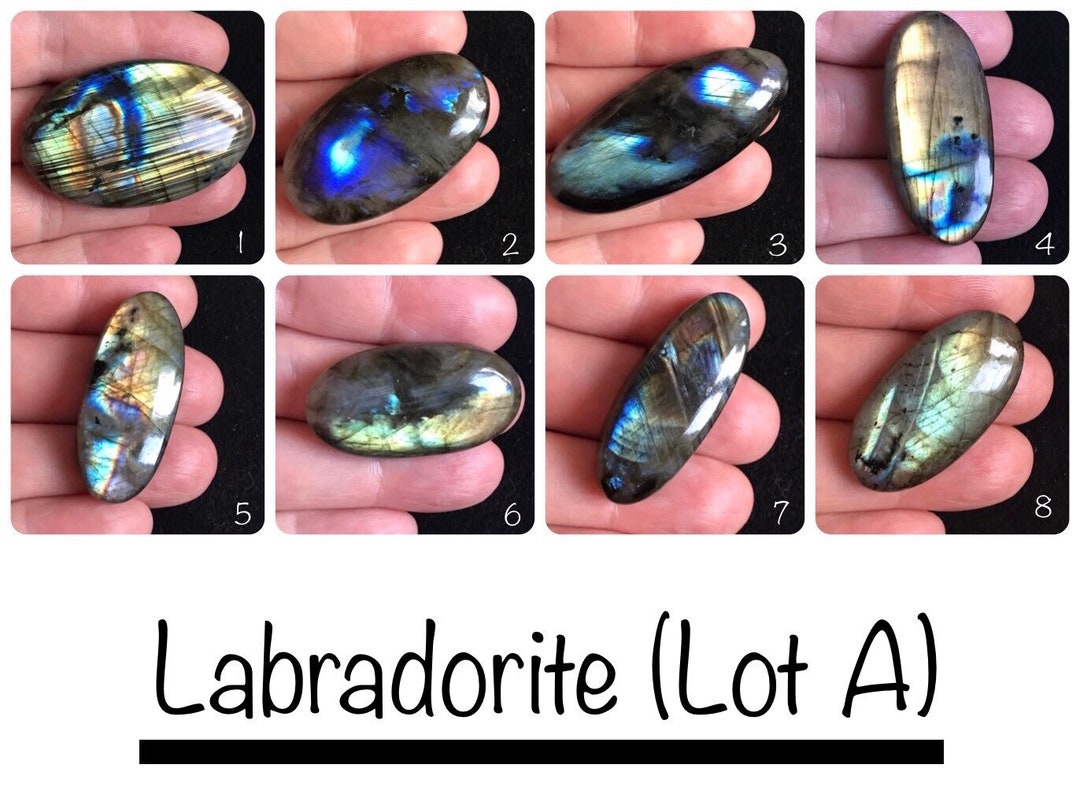 Pink, Blue, Gold, Orange, Green & Multi Flash Labradorite Flat-backed ...