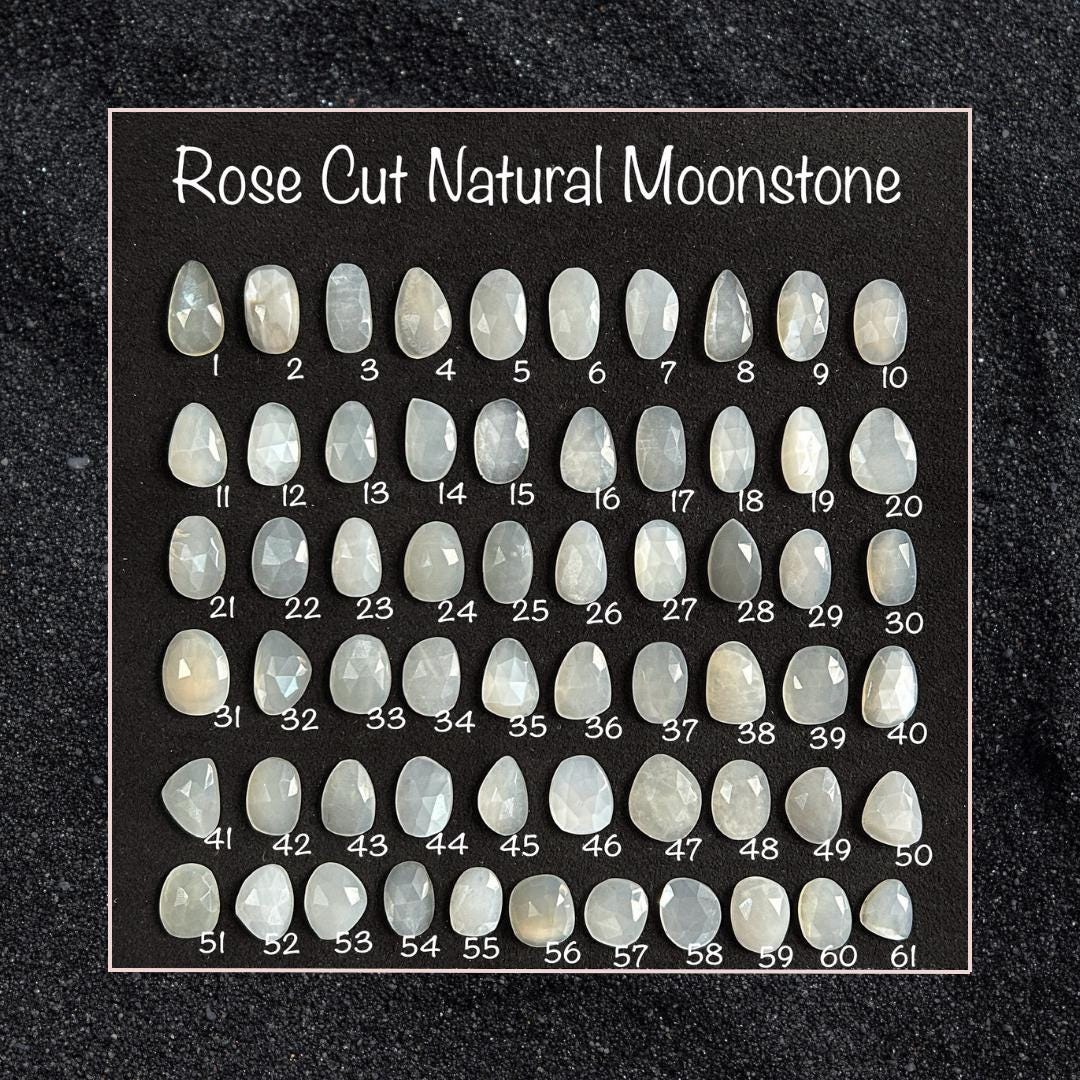 Natural Moonstone Freeform Faceted Rose Cut Slice Ringsize Cabochons 11 ...