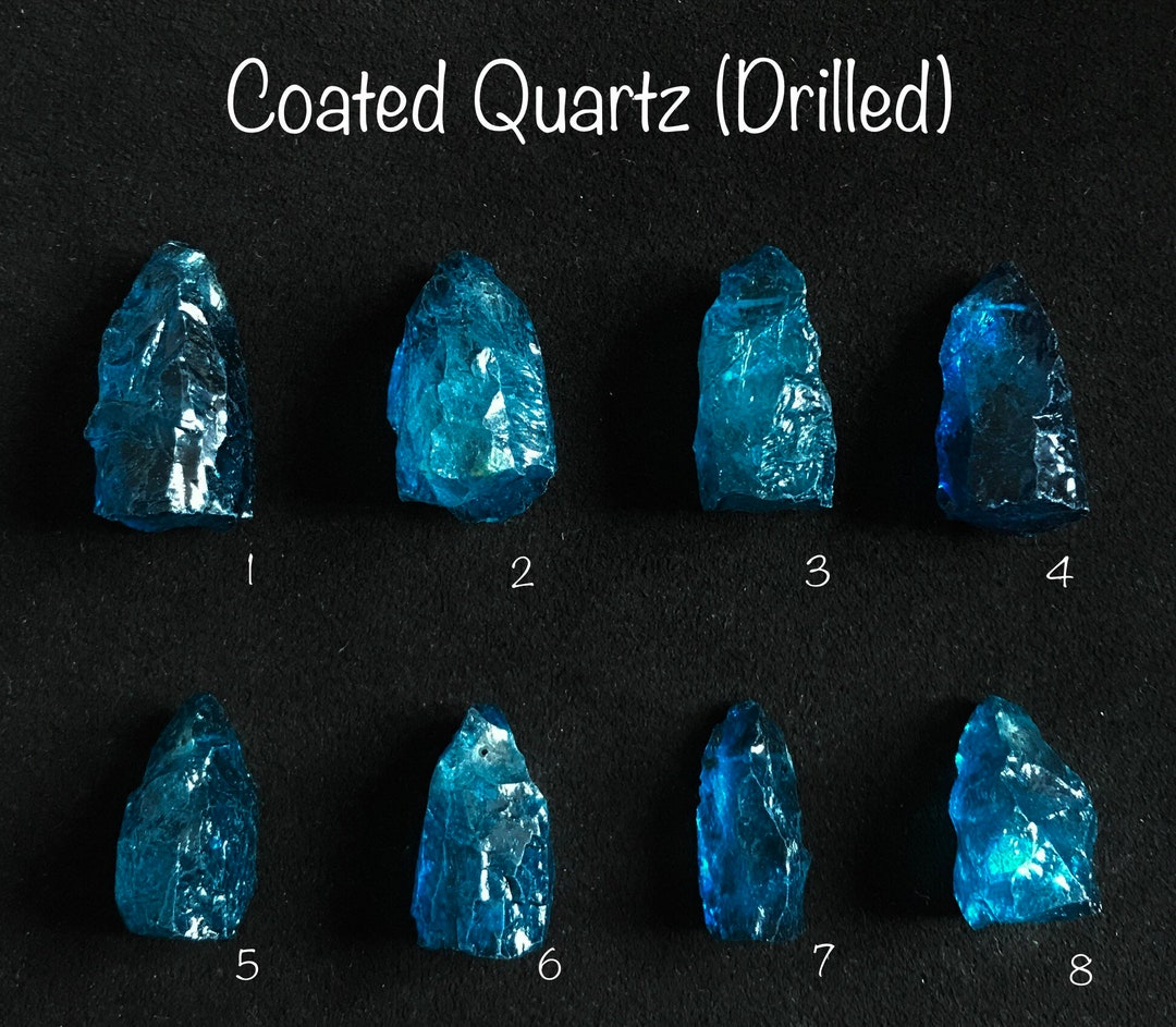 Turquoise Blue Coated Quartz Drilled Pendant Stones - Etsy UK