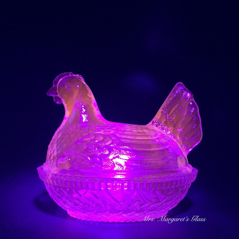 Hen on Nest Pressed Glass - Etsy