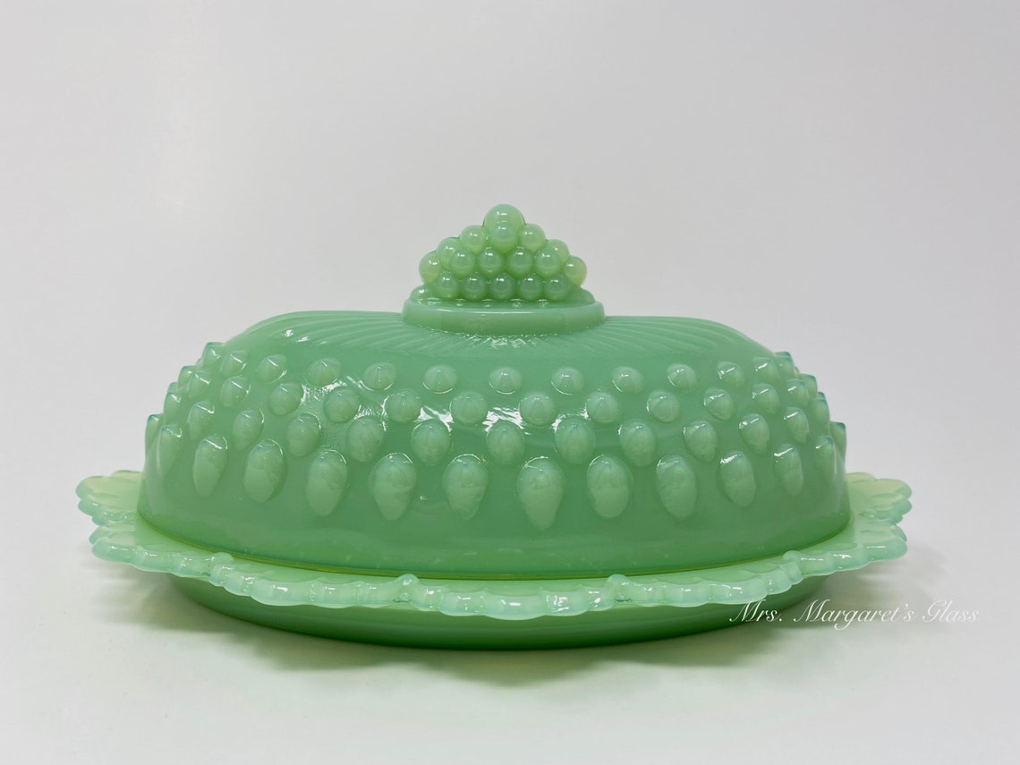 Mosser Glass Jadeite Hobnail Butter Dish - Etsy