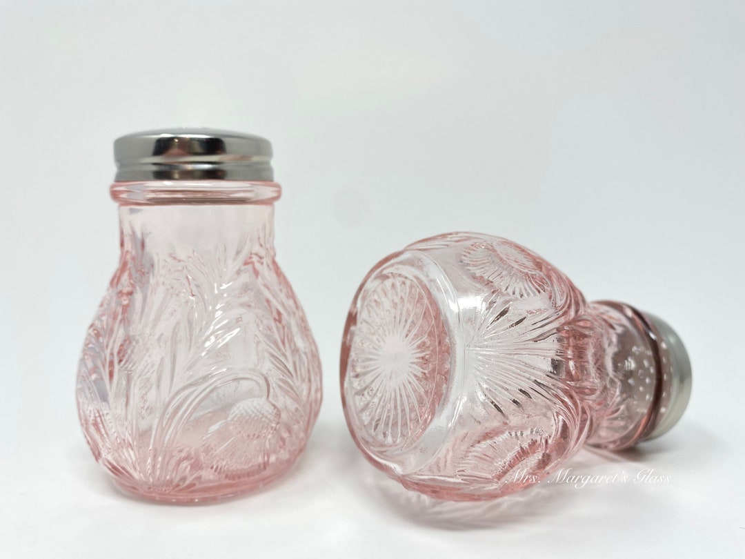 Mosser Glass Inverted Thistle Rose Pink Salt & Pepper Shakers - Etsy