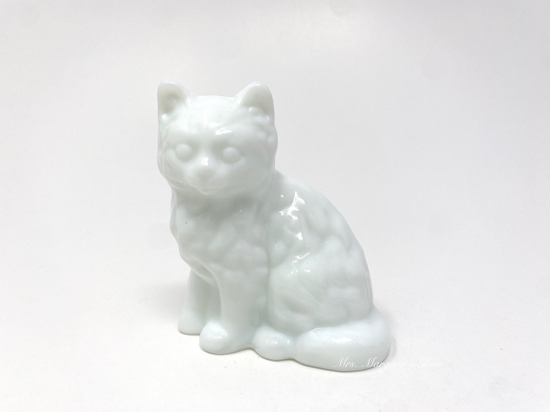 Mosser Glass Milk White Cat Kitten Figure - Etsy