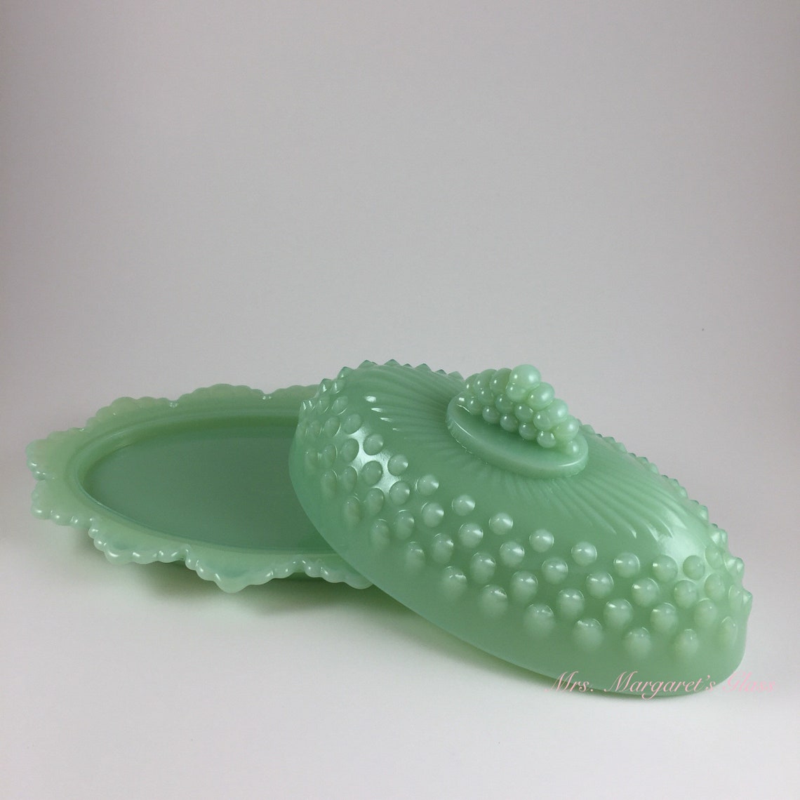 Mosser Glass Jadeite Hobnail Butter Dish - Etsy