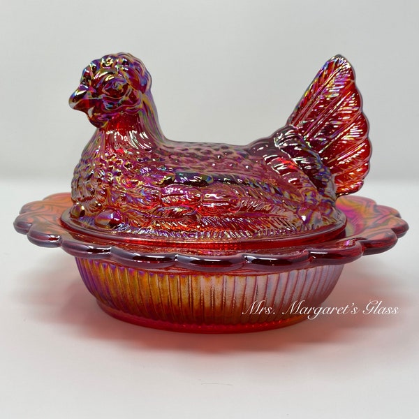 Carnival Glass Hen - Etsy
