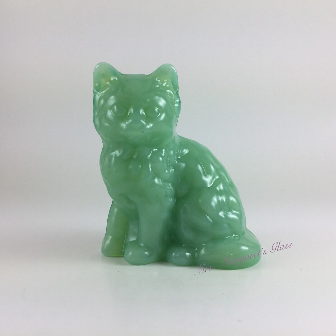 Mosser Glass Jadeite Kitten - Etsy