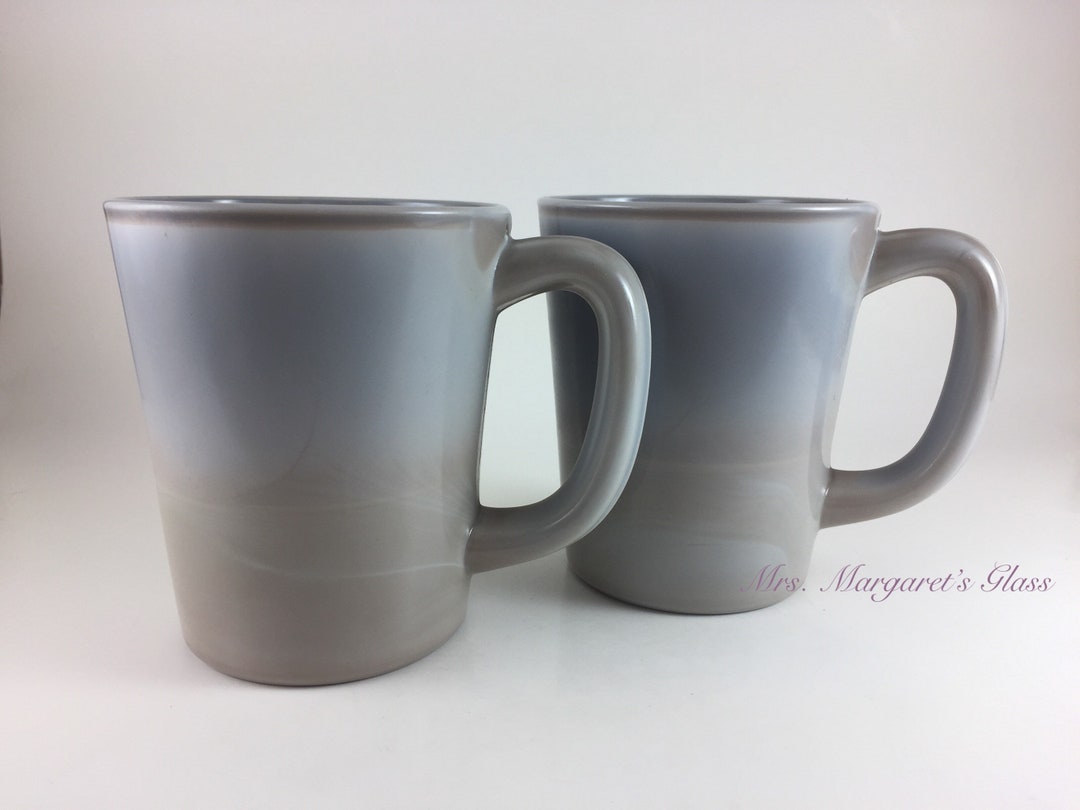 Set of Two. Mosser Glass Marble Handled Mugs. - Etsy