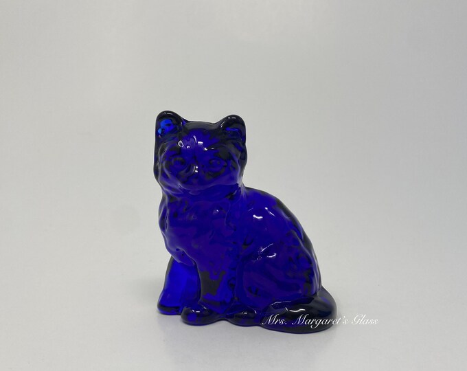 Mosser Glass Cobalt Blue Cat Kitten Figure - Etsy