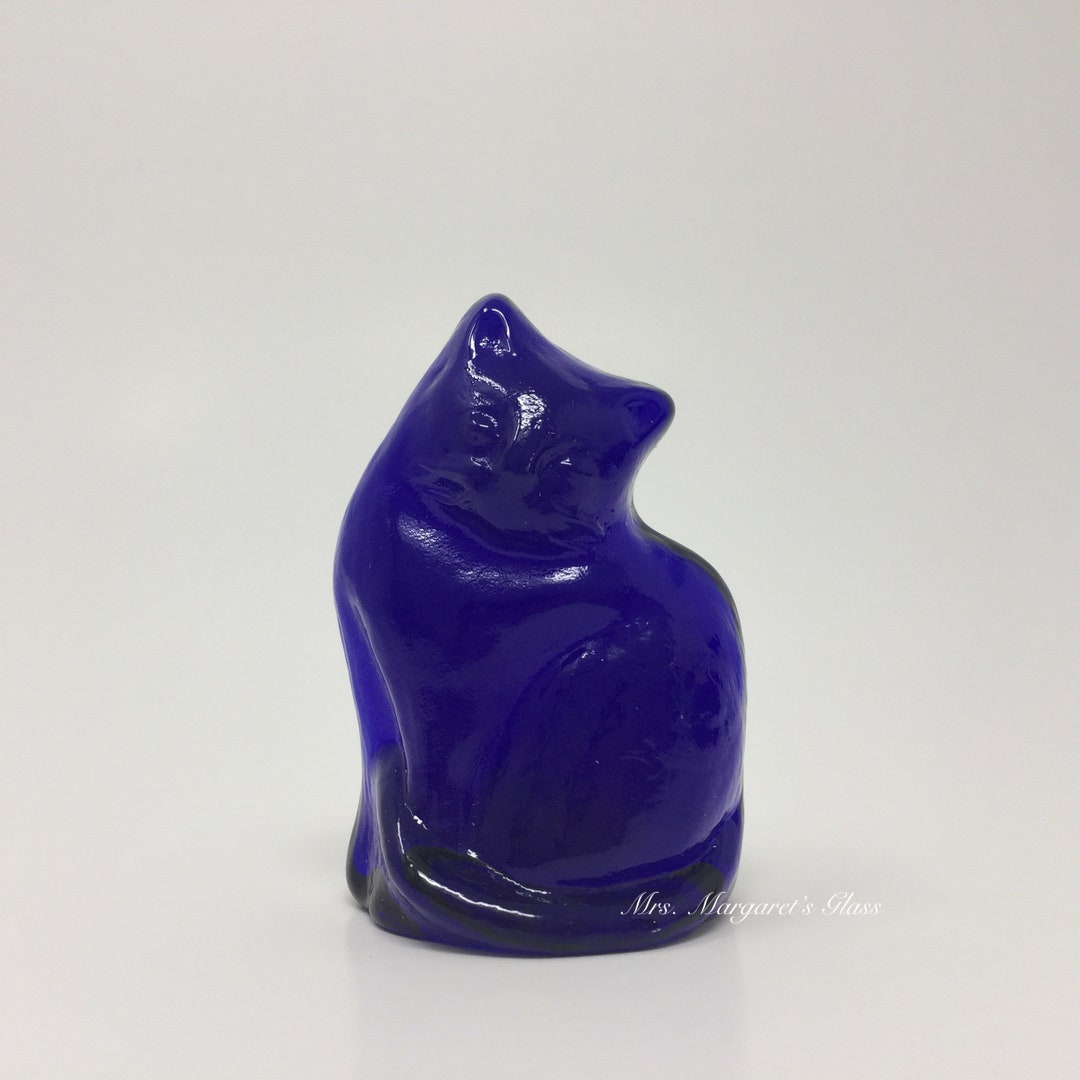 Blenko Glass Cobalt Blue Cat Critter Figurine - Etsy