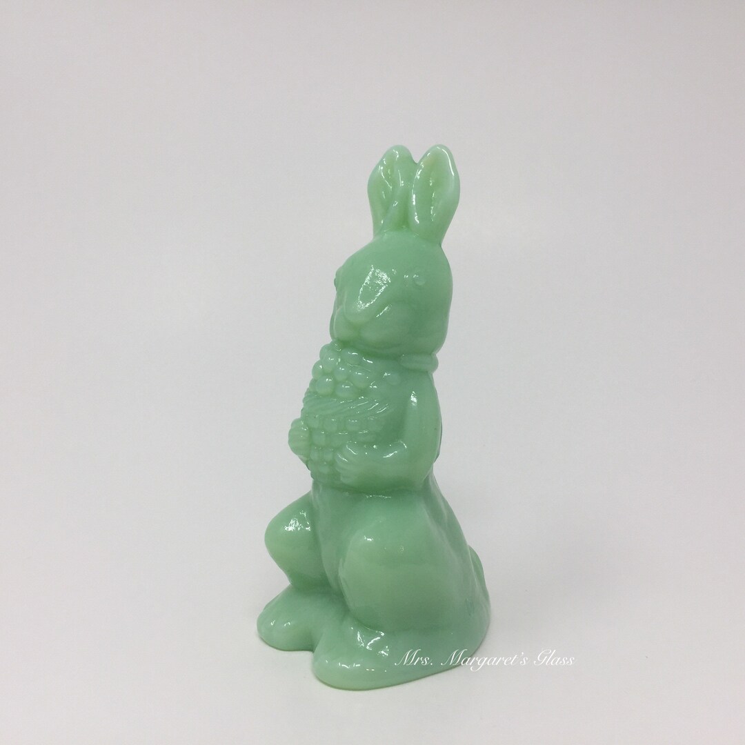 Mosser Glass Jadeite Bunny Rabbit With Basket - Etsy