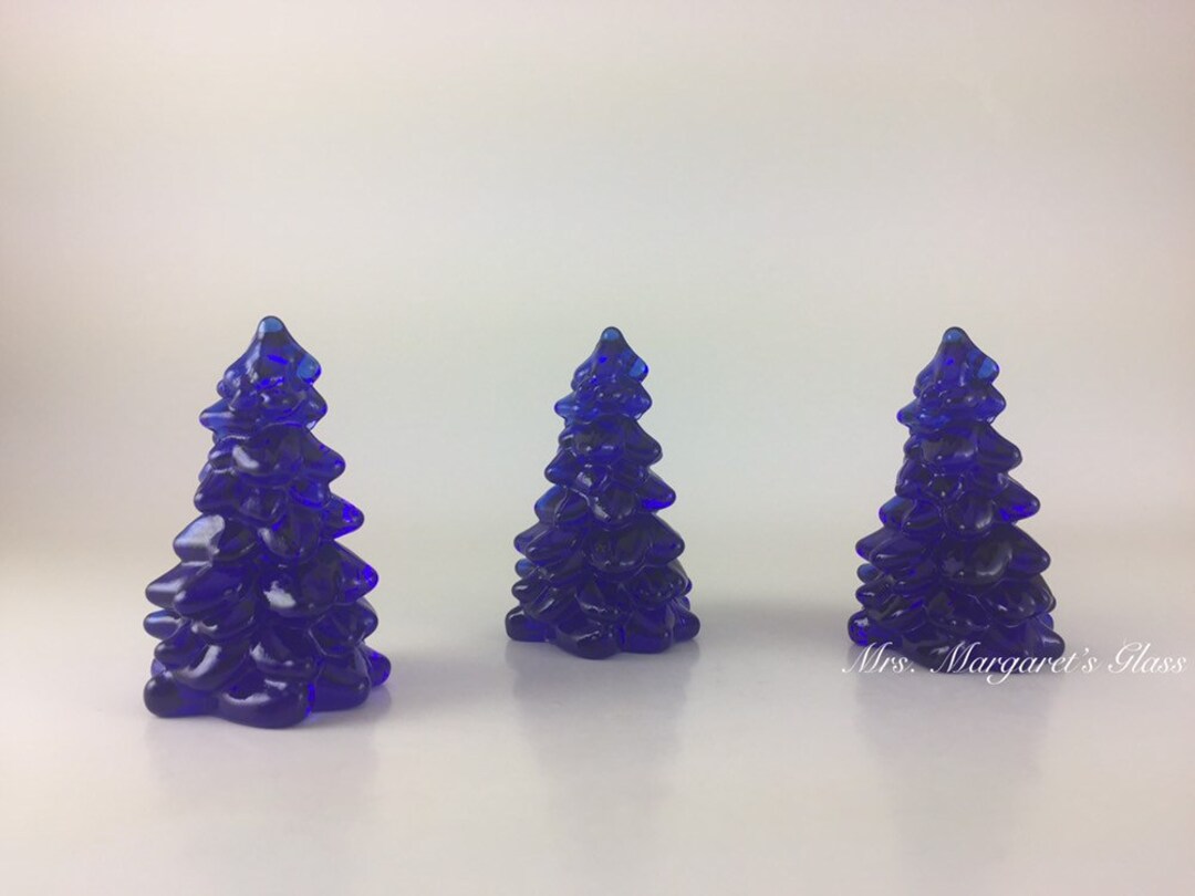 Set of Three. Mosser Glass 2.75” Cobalt Blue Christmas Trees. - Etsy