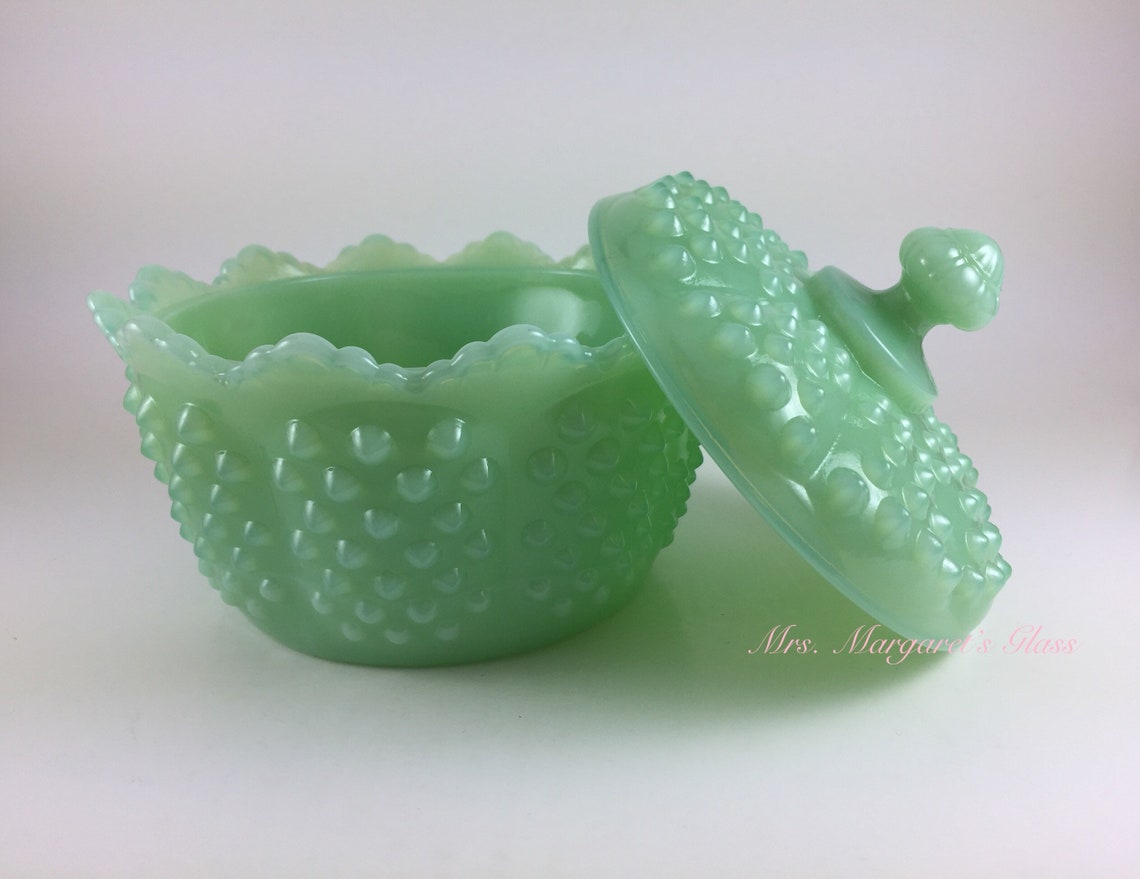Mosser Glass Jadeite Hobnail Butter Tub/lidded Dish | Etsy