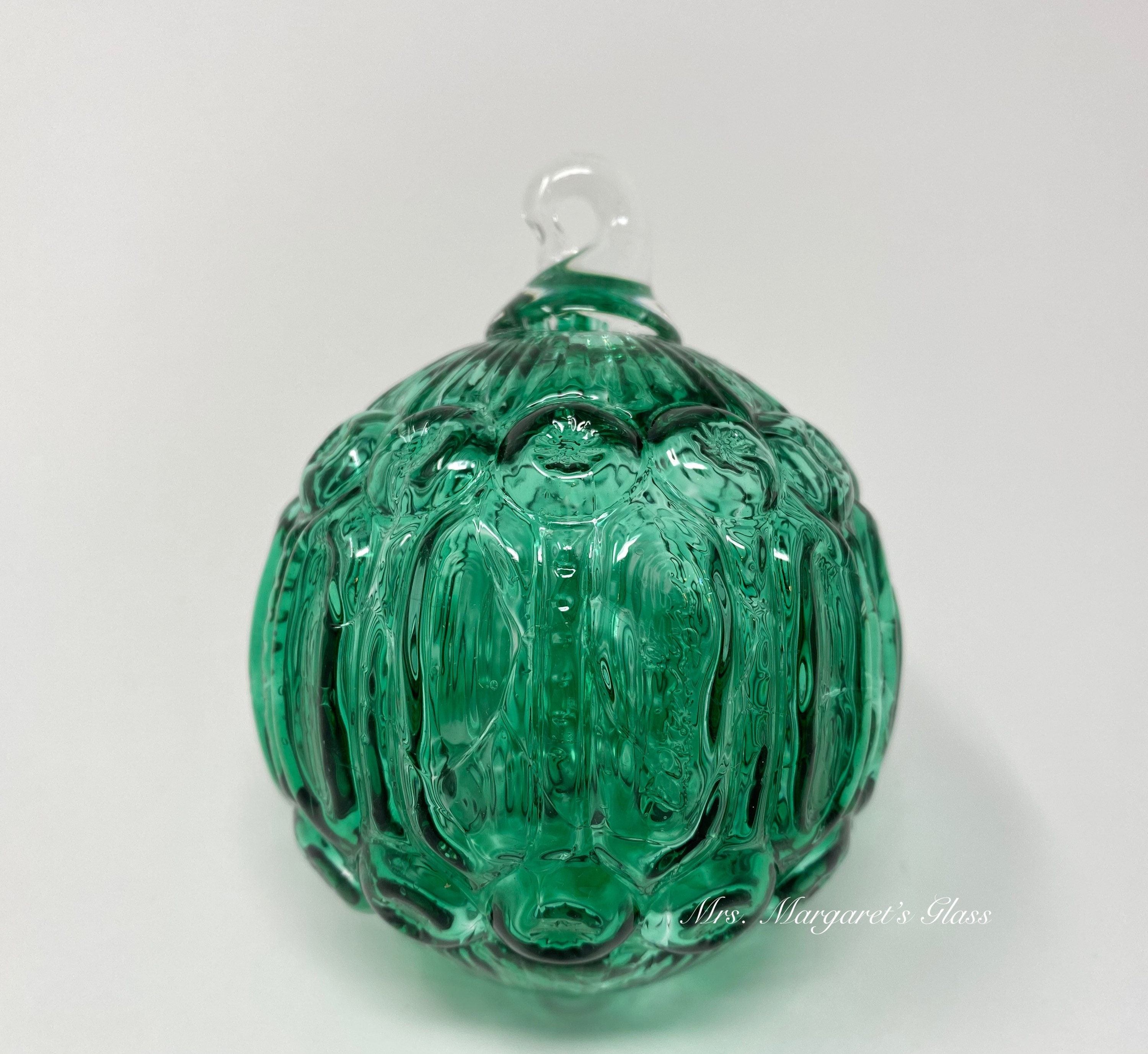 Weishar Glass Emerald & Crystal Ornament In The Moon and Stars Pattern
