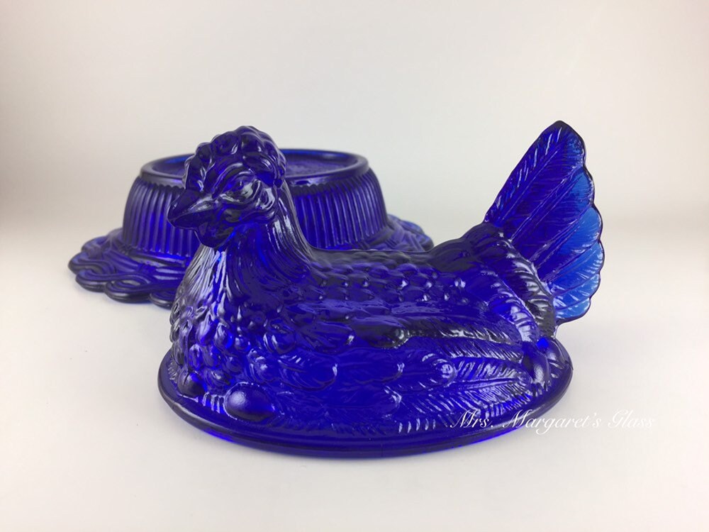 Mosser Glass Cobalt Blue Hen On Nest