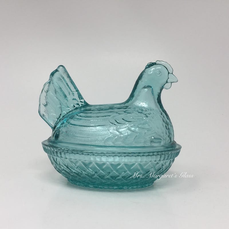 Pressed Glass Hen on Nest - Etsy