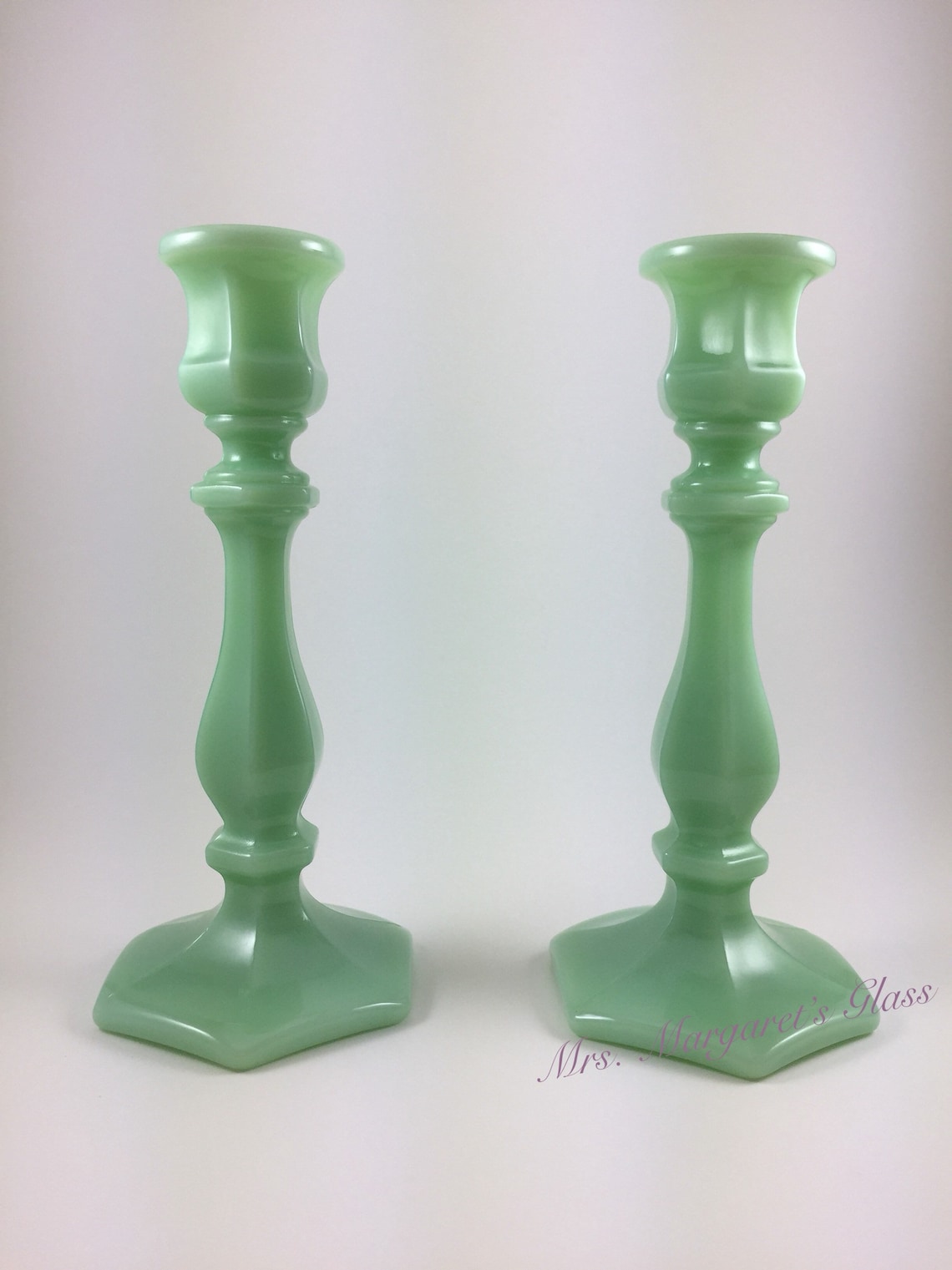 Set of Two. Mosser Glass Jadeite Candlestick Holders. - Etsy