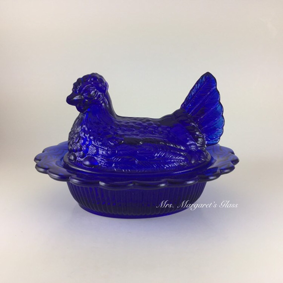 Mosser Glass Cobalt Blue Hen on Nest | Etsy