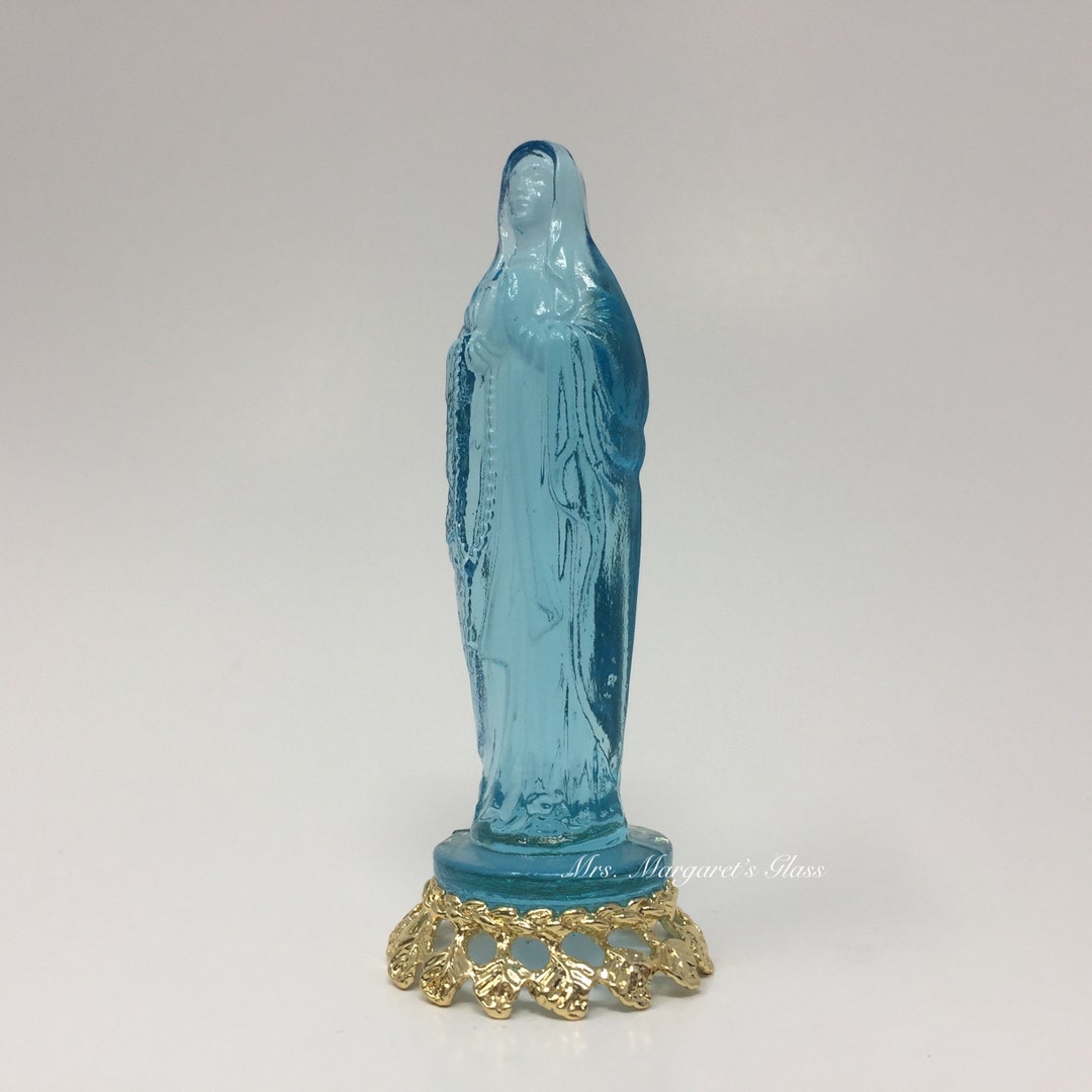 Wilkerson Glass Stardust Blue Blessed Virgin Mary/ Madonna Figure on ...
