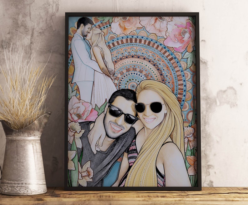 Custom Portrait - Anniversary Gifts for Boyfriend - Tatiart - Etsy
