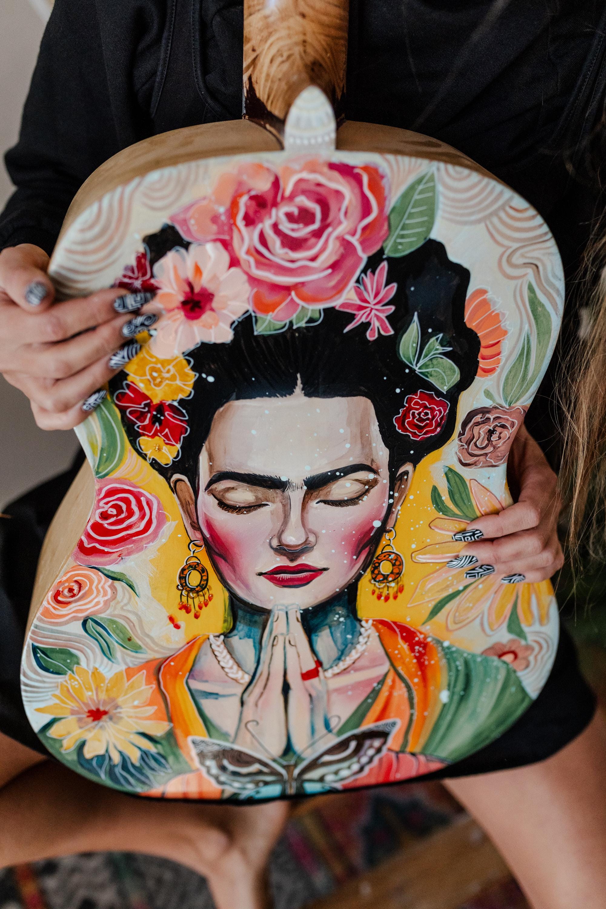 Frida Kahlo Hand-painted Guitar, Buddha Wall Art Decor, Unique ...