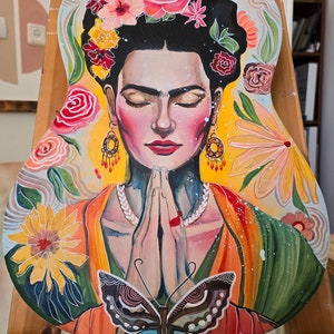 Frida Kahlo Hand-painted Guitar, Buddha Wall Art Decor, Unique ...