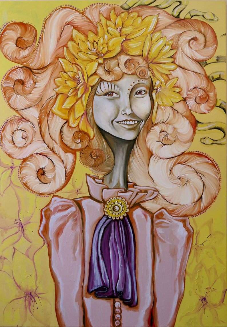 Female Face Portrait Painting Large Painting Israeli Artist - Etsy