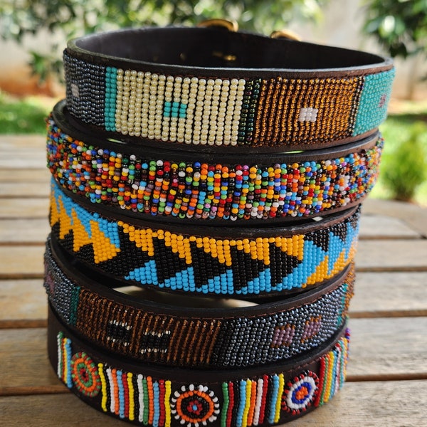 Beaded Dog Collar Leather - Etsy
