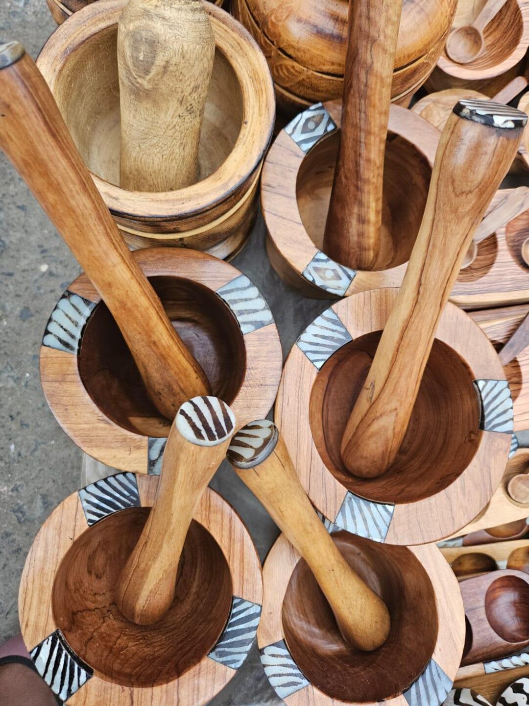 Wooden Spice Bowls, 6 Spice Containers, Size 4" by 2" Bowls, Vintage ...