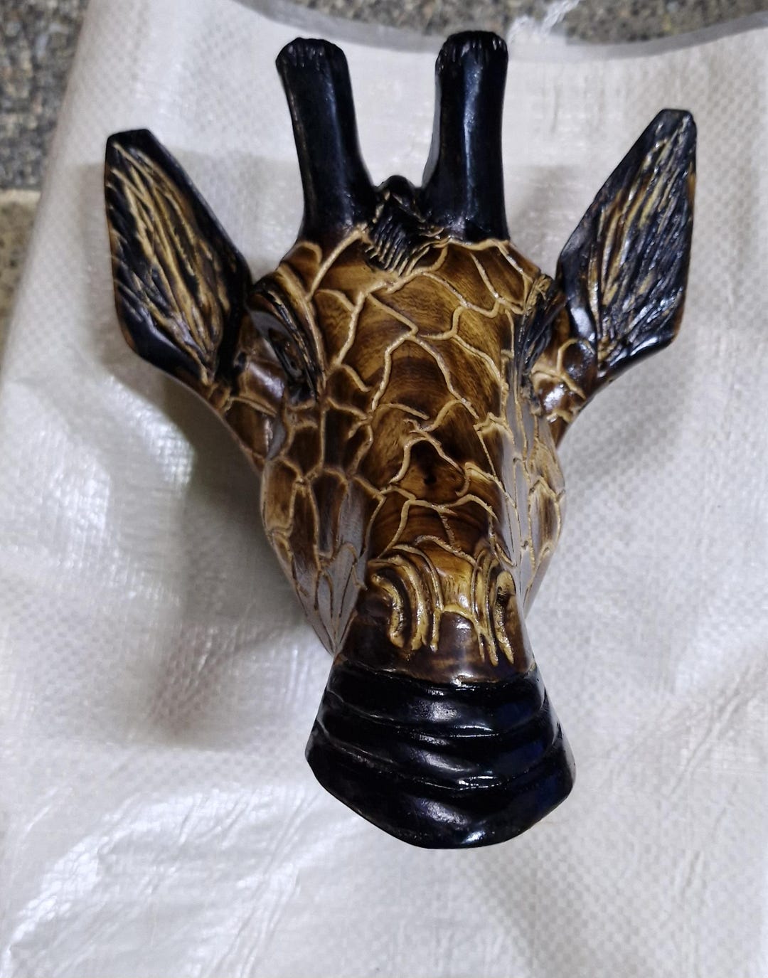 Girraffe Head Sculpture, Unique Art, Girraffe Decor, Wooden Girraffe ...