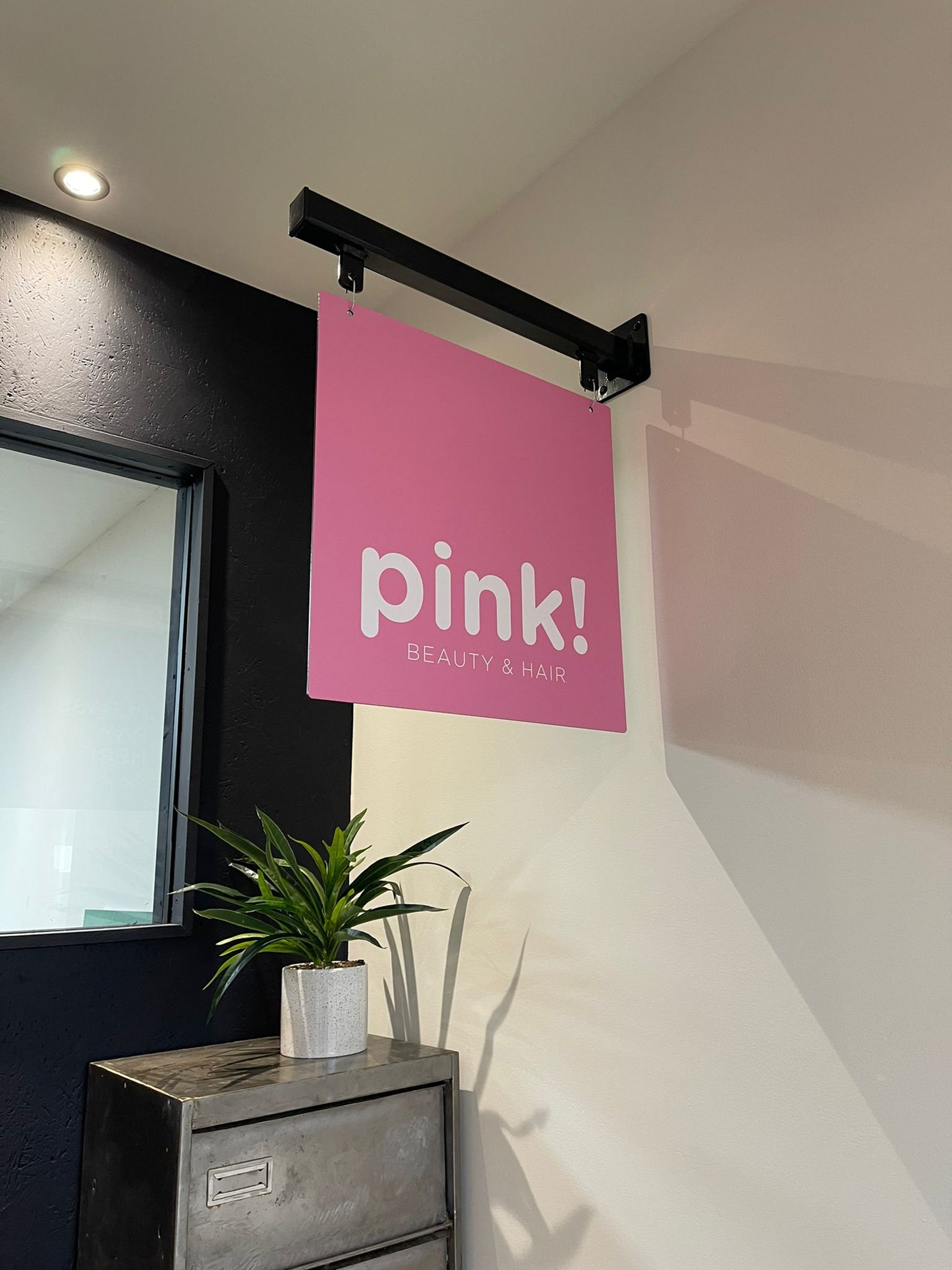 Metal Bracket Projection Sign With Wooden Hanging Sign and Custom Laser ...