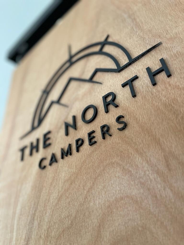 Metal Bracket Projection Sign With Wooden Hanging Sign and Custom Laser ...