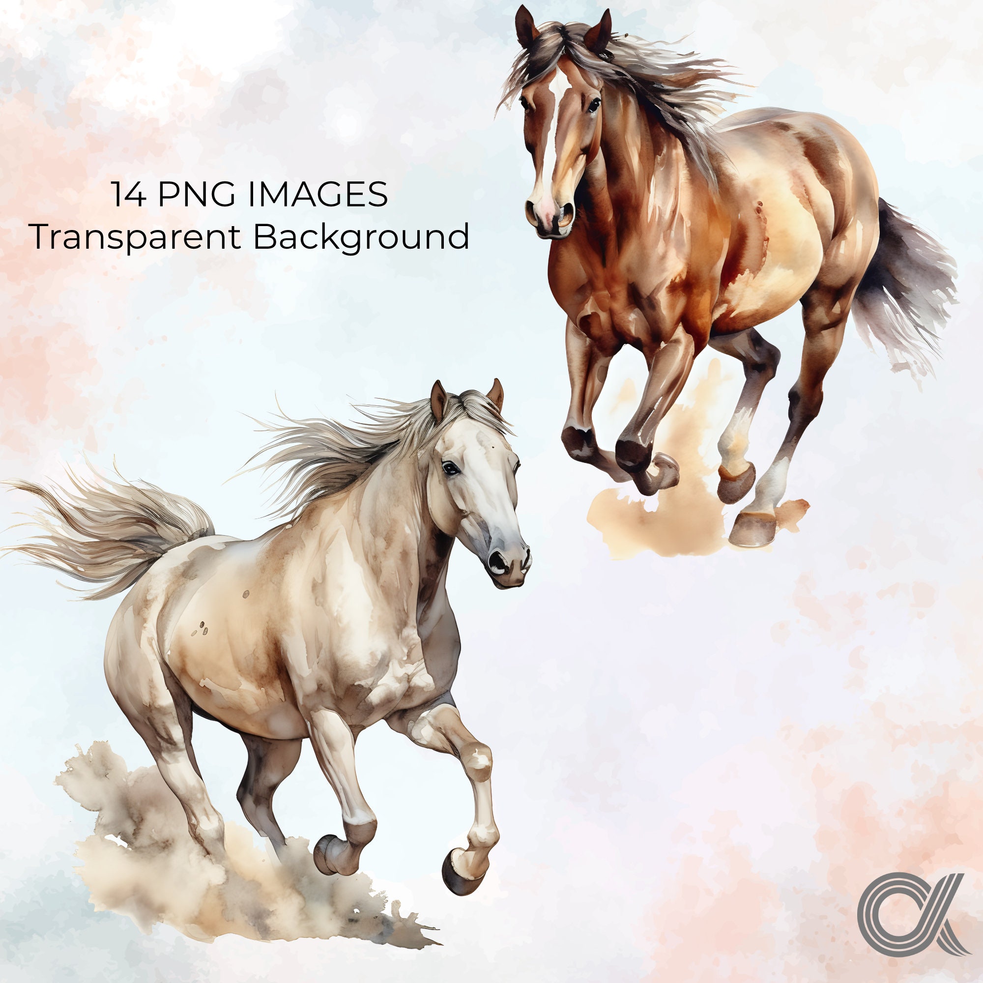 14 Watercolor Horse Clipart - 300 Dpi PNG Files -watercolor Horse ...