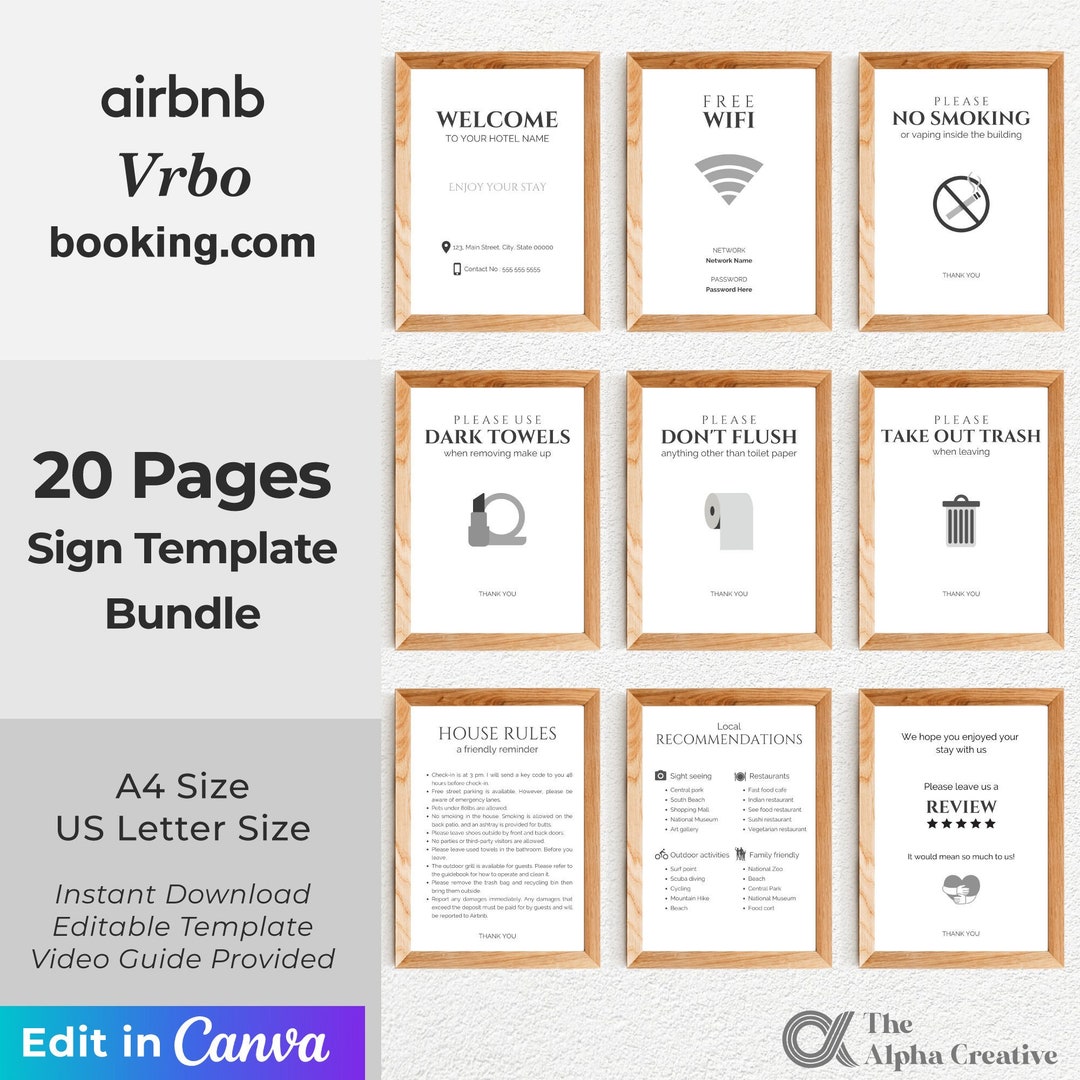 20 Page Airbnb,vrbo Sign Printable Template|welcome Sign Airbnb|check ...