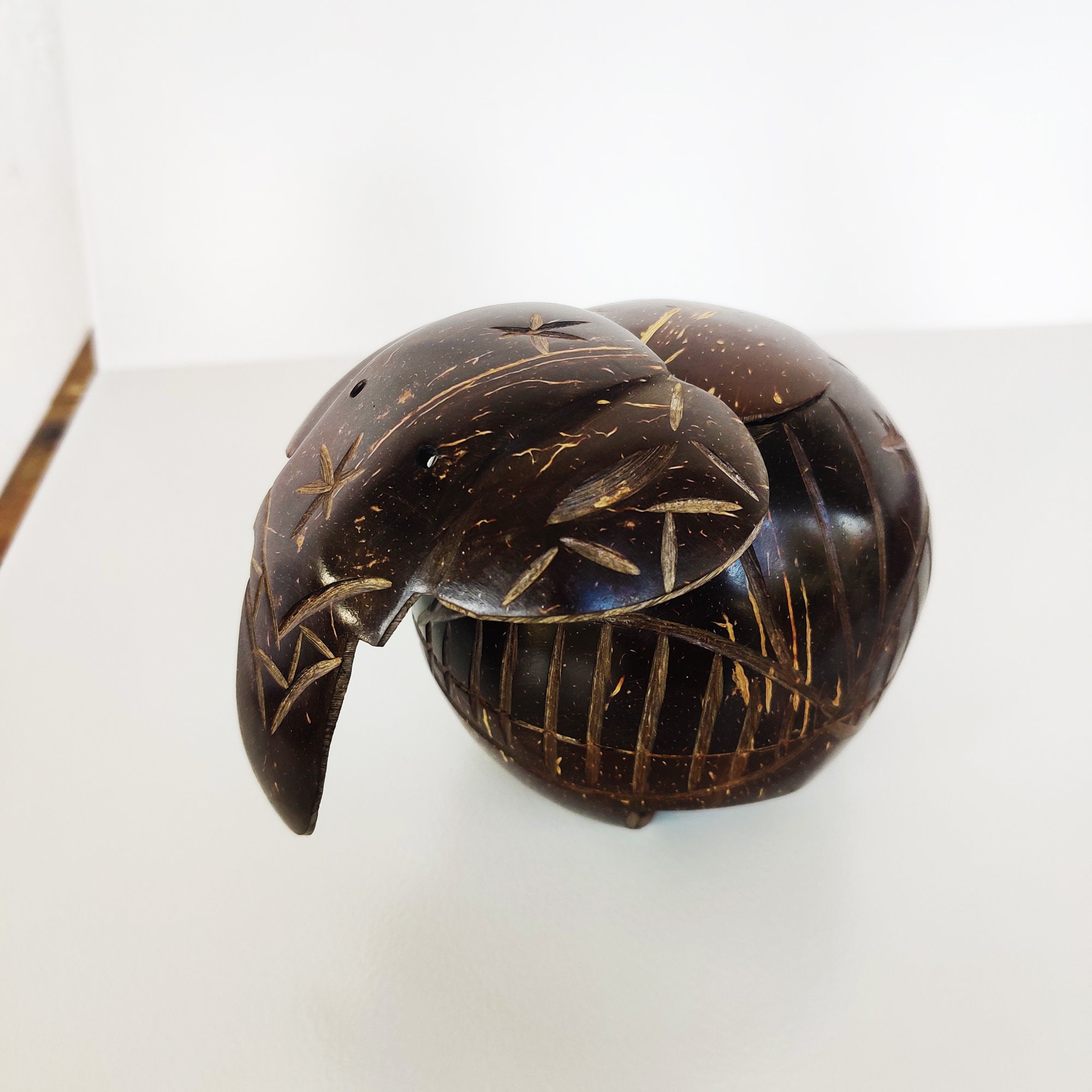 Coconut Shell Elephant Carving With Movable Head Coconut Elephant ...