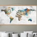 Hanging World Map Canvas, Rustic Frame Home Decor, World Map Wall Art ...