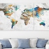 Hanging World Map Canvas, Rustic Frame Home Decor, World Map Wall Art ...