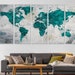 Turquoise Color Extra Large World Map Canvas Wall Decor, Push Pin ...