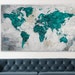 Large Canvas World Map Wall Art, Turquoise Push Pin Travel Adventure ...