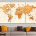 World Map Canvas, Push Pin Travel Map, Orange World Map Decor, Home ...
