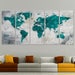 Turquoise Color Extra Large World Map Canvas Wall Decor Push | Etsy